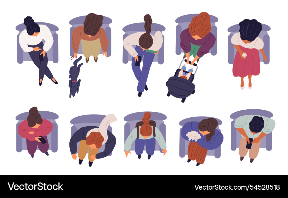 Diverse People Sitting - Top View Royalty Free Vector Image