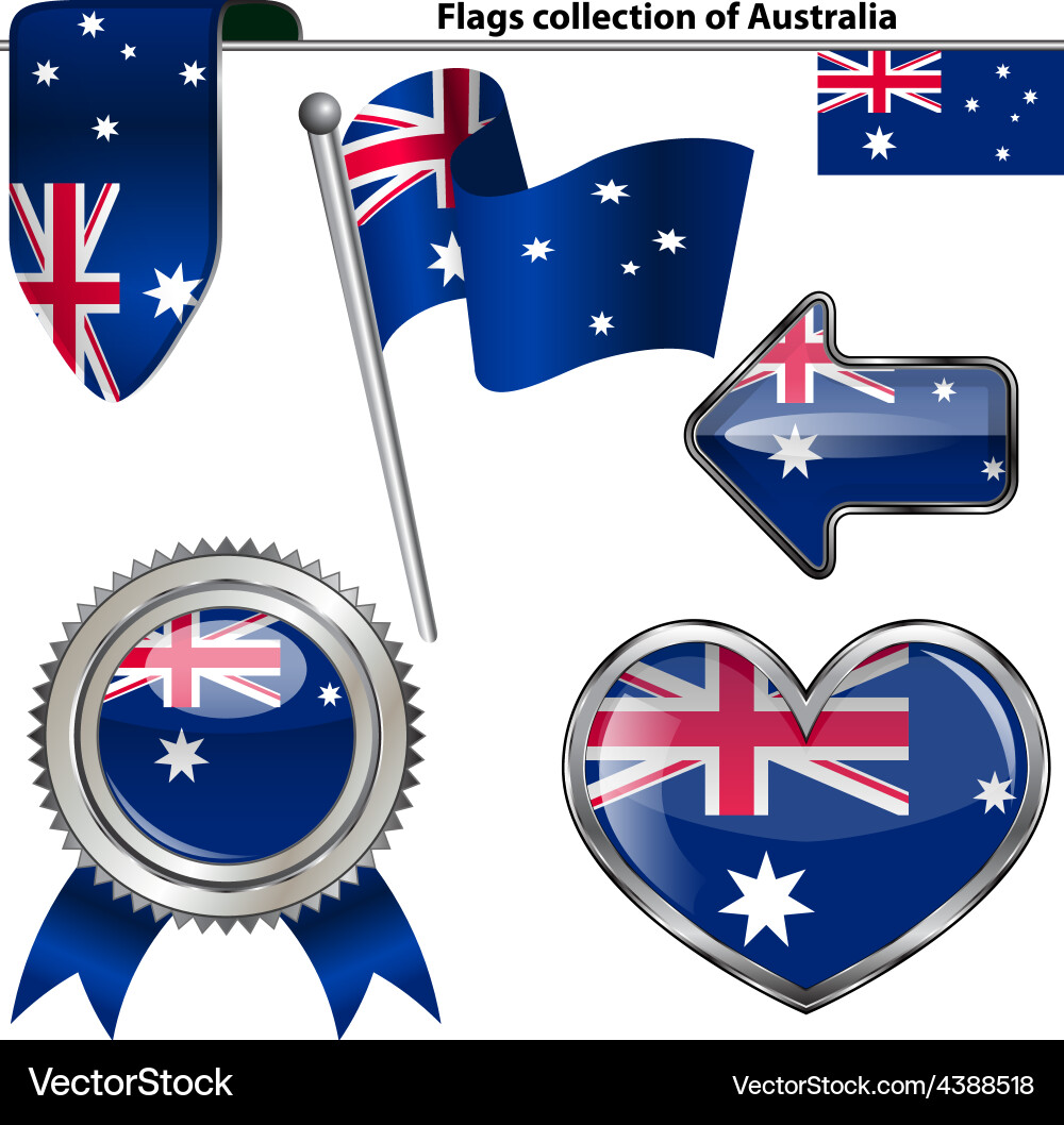 Glossy icons with australian flag Royalty Free Vector Image