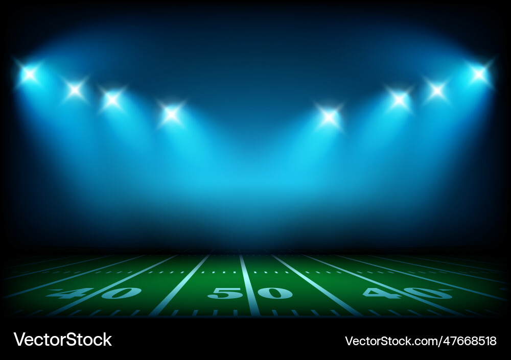 Illuminated american football stadium Royalty Free Vector