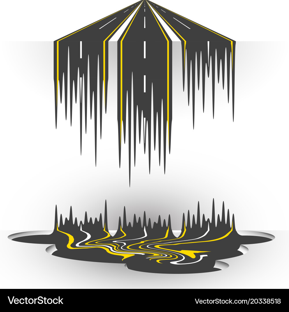 Melted asphalt road or highway abstract Royalty Free Vector