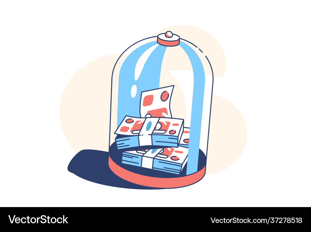 Money under glass dome Royalty Free Vector Image