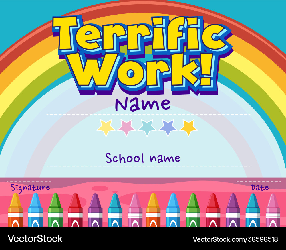 Motivational Certificate for Kids Royalty Free Vector Image