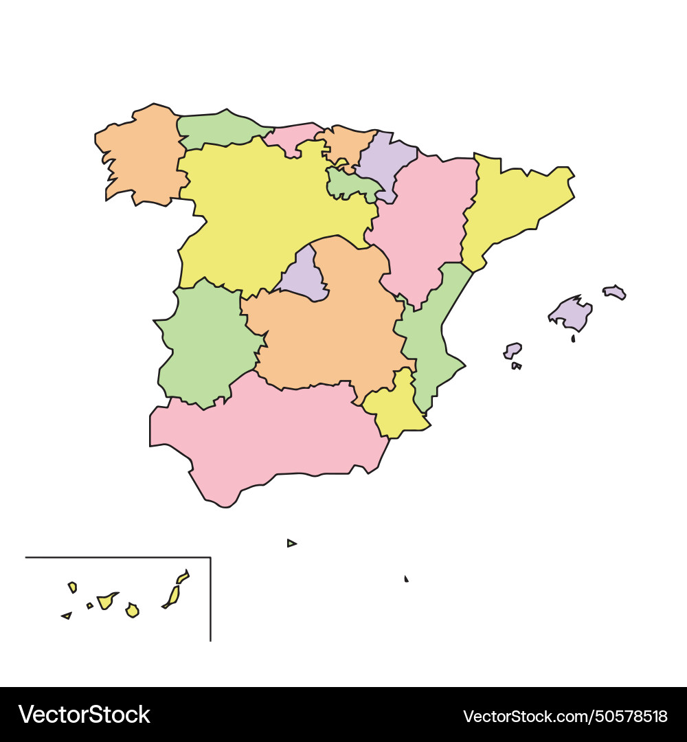 Muted spain map with clear boundaries Royalty Free Vector