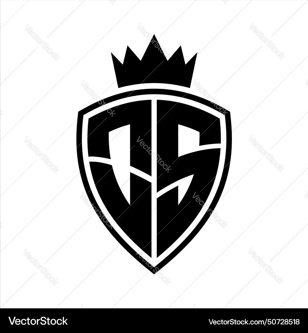 Os letter monogram shield and crown outline shape Vector Image