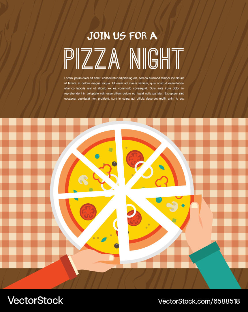 Pizza night invitation people having dinner Vector Image