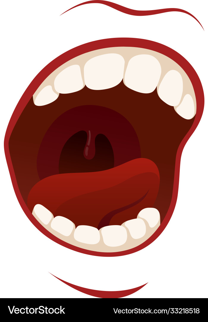 Scream mouth with teeth in a shout Royalty Free Vector Image