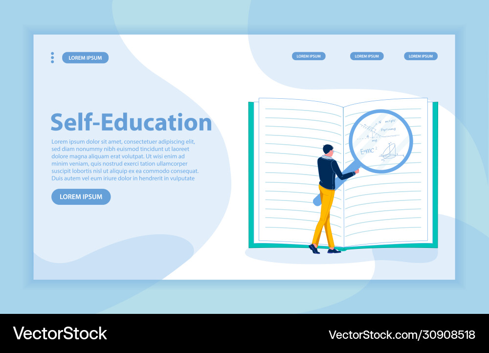Self-education flat landing page and banner Vector Image