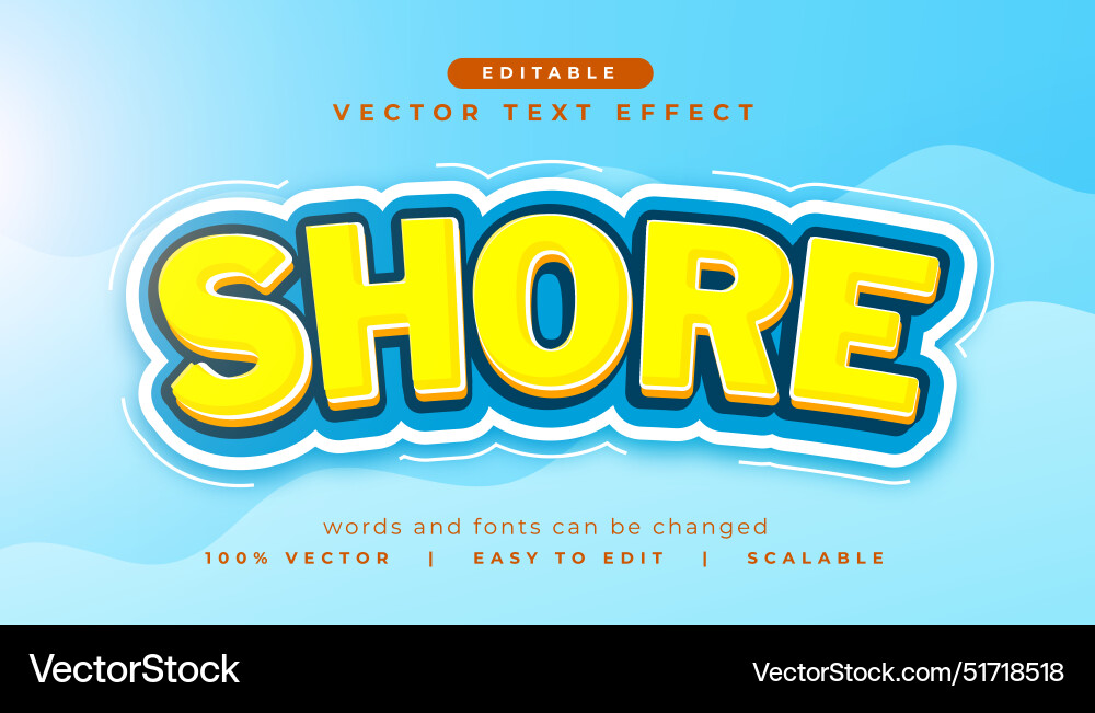 Shore text effect modern editable lettering Vector Image