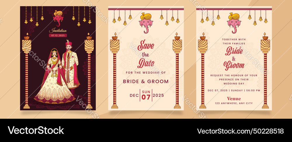 Wedding invitation template layout Royalty Free Vector Image