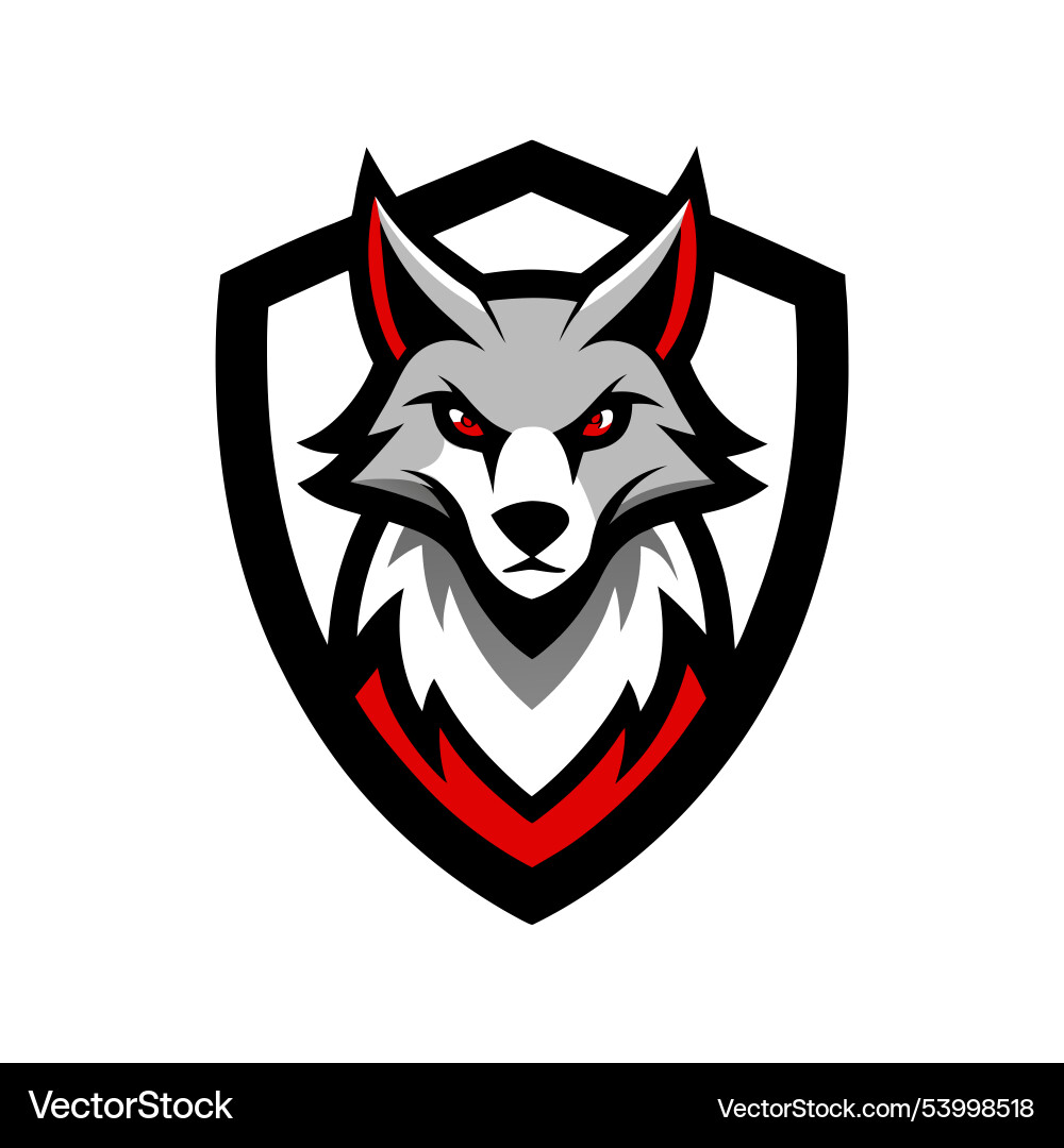 Wolf in shield mascot logo design Royalty Free Vector Image