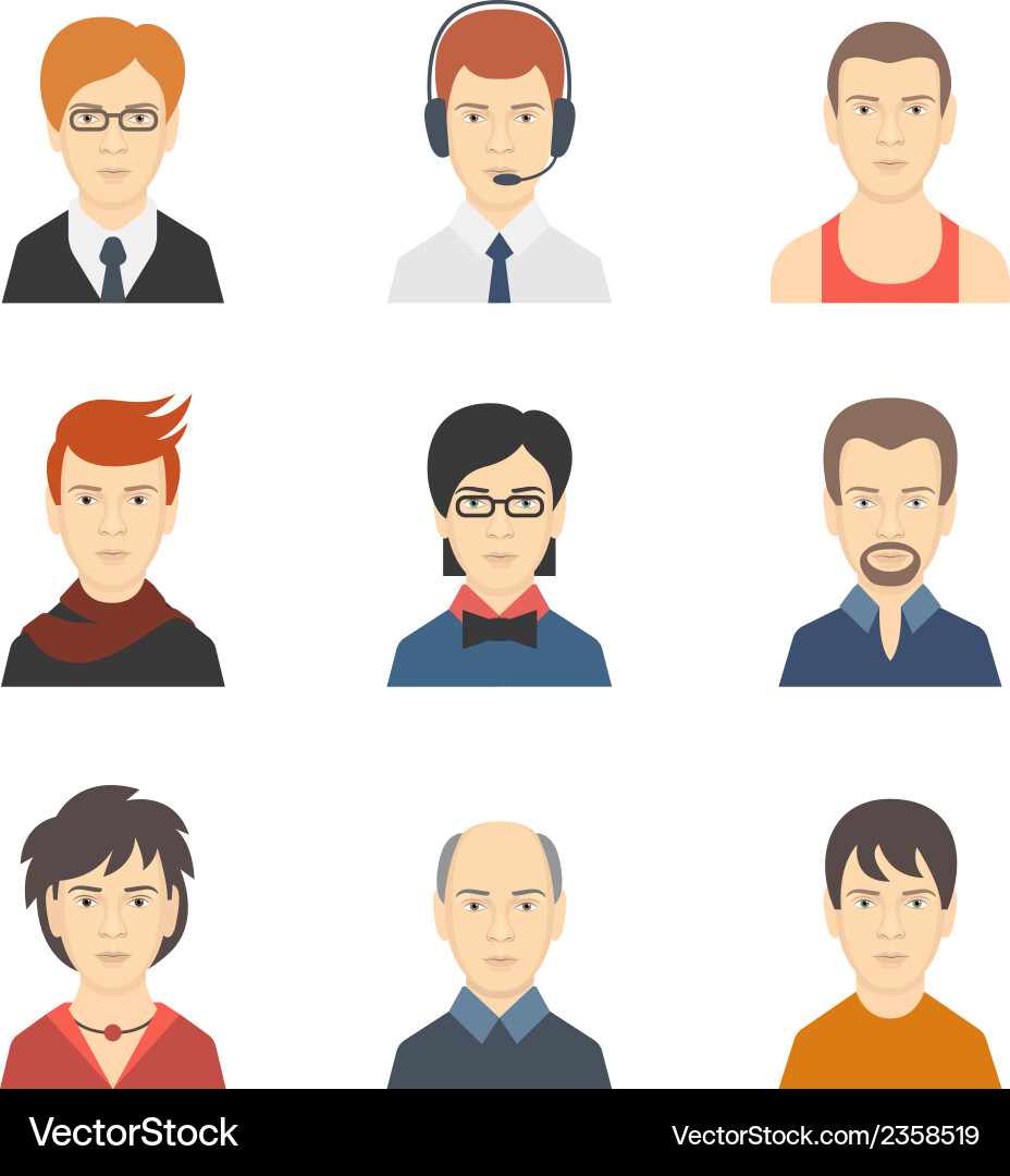 Avatar icons set Royalty Free Vector Image - VectorStock