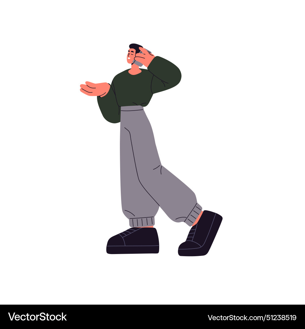Person communicates with mobile phone call young Vector Image