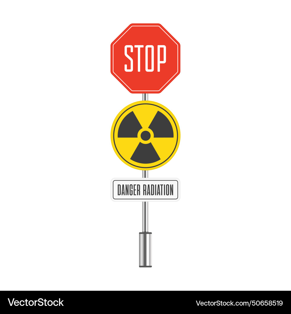 Radioactive nuclear road sign danger Royalty Free Vector