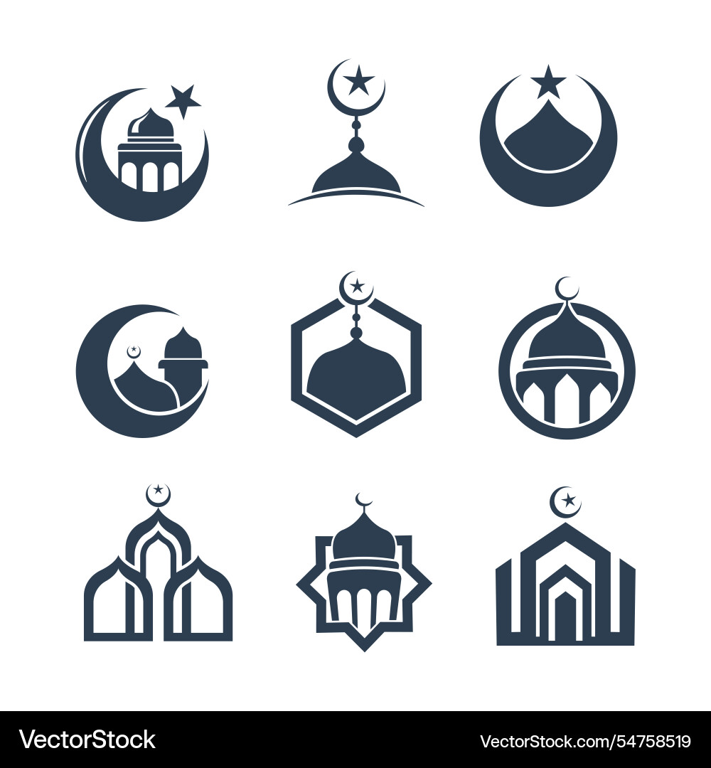 Slamic mosque logo collection Royalty Free Vector Image