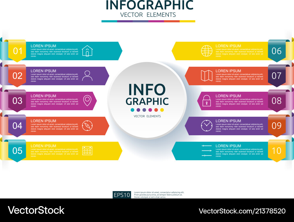 10 steps business infographic timeline design Vector Image