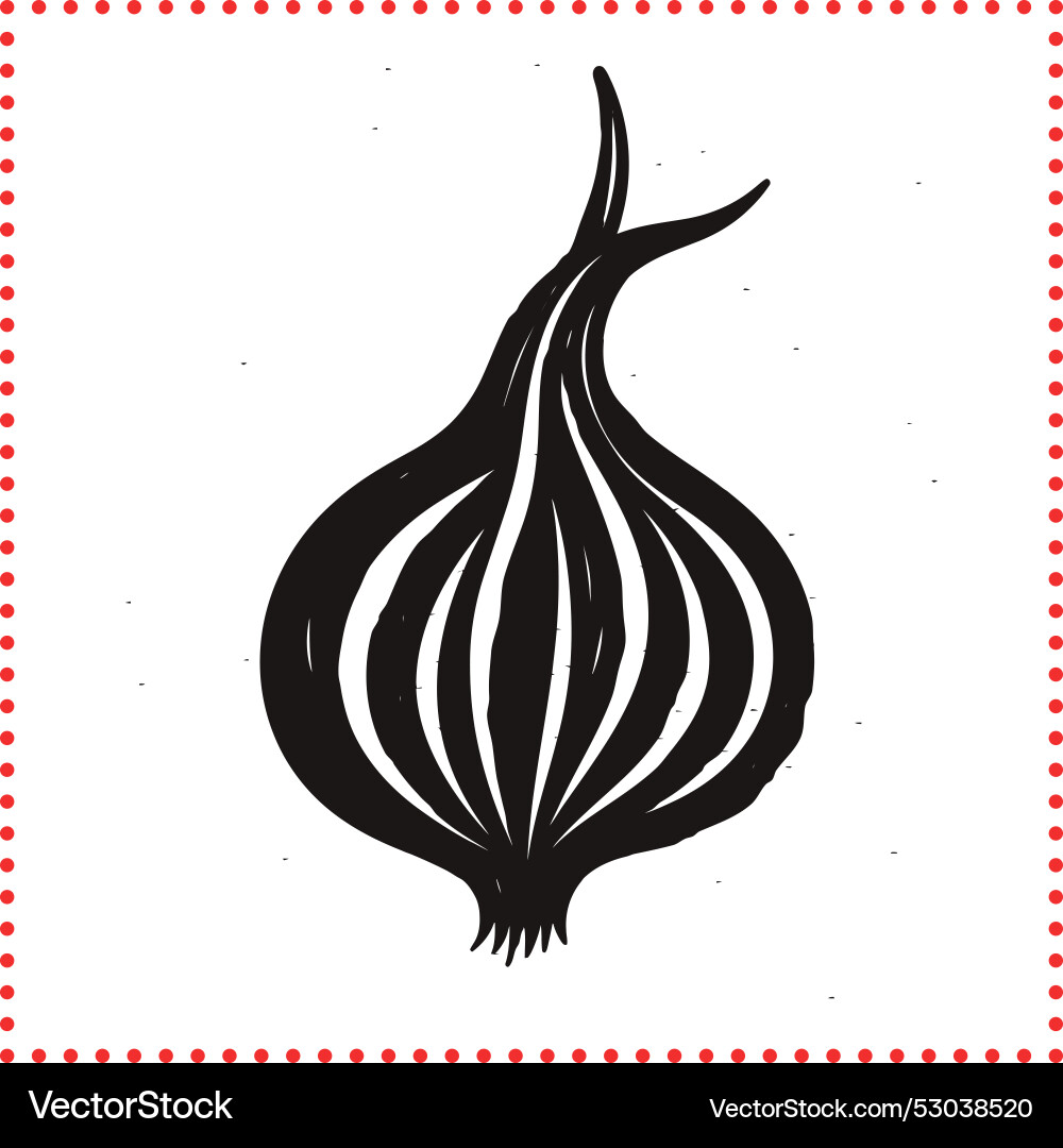 Artistic black and white onion silhouette Vector Image