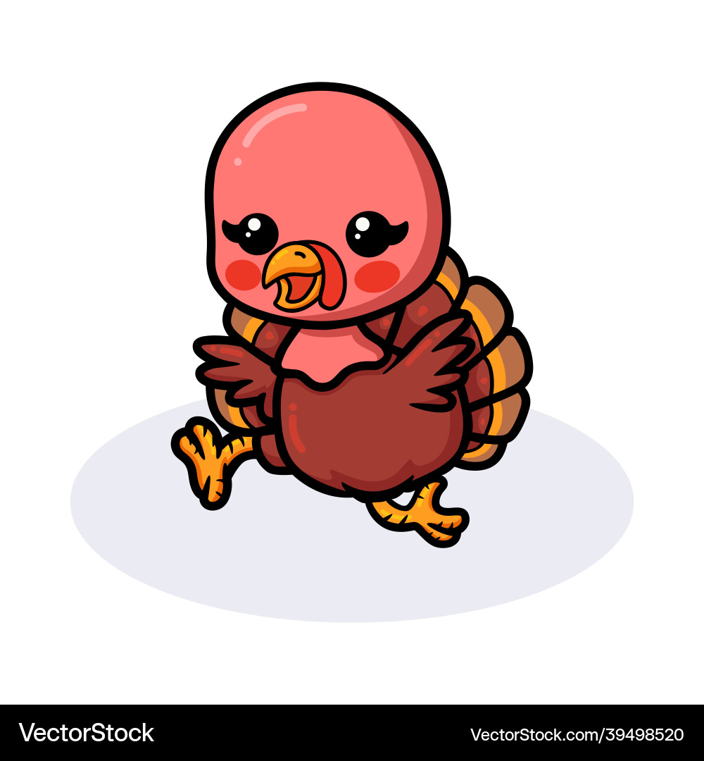 Cute Running Baby Turkey Cartoon Royalty Free Vector Image