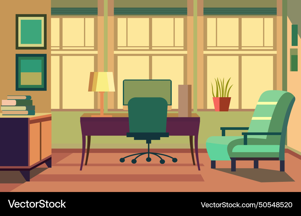 Flat design of colorful workspace landscape Vector Image