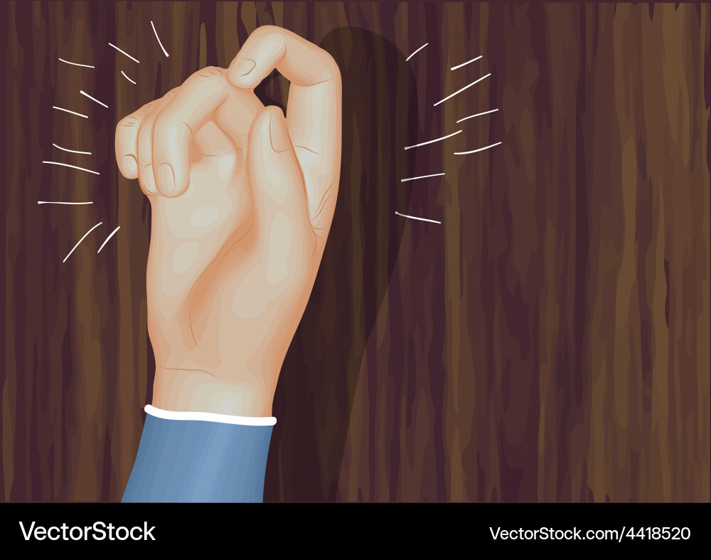Human Hand Knocking on Wooden Door Royalty Free Vector Image