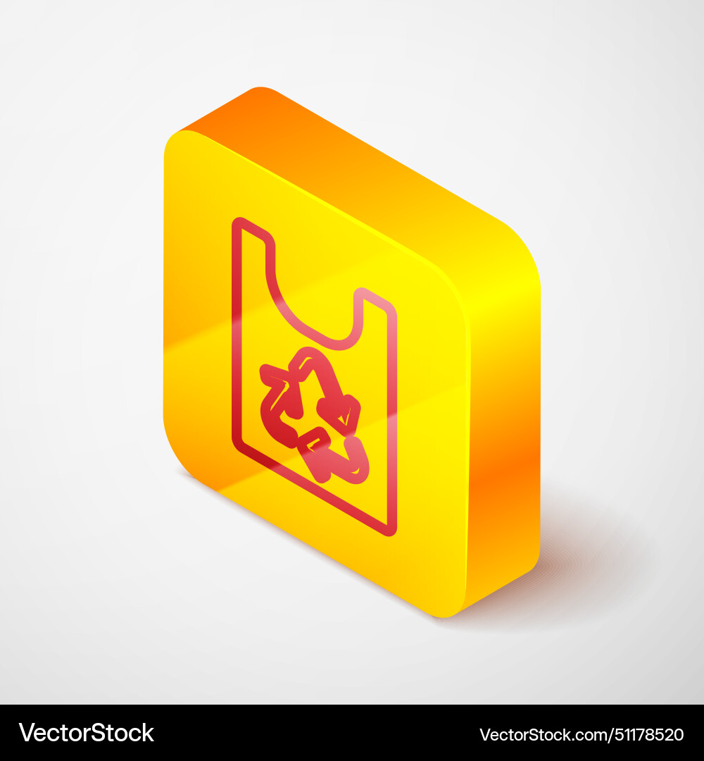 Isometric line plastic bag with recycle icon Vector Image