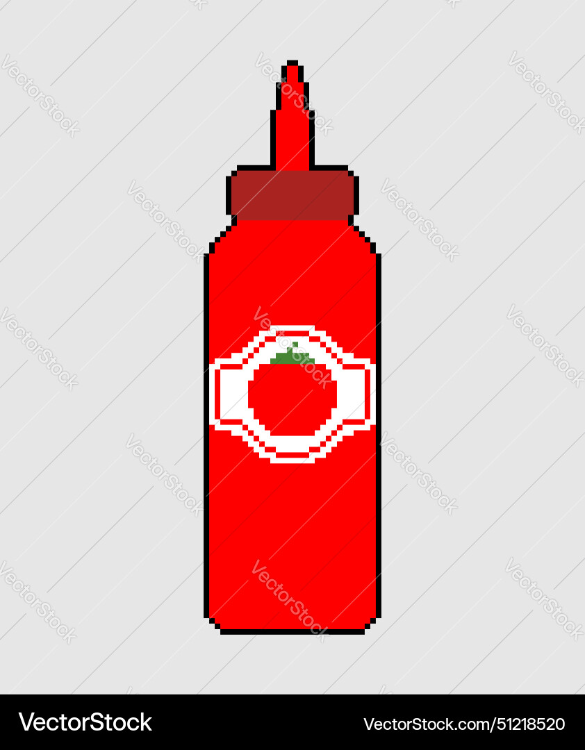 Ketchup bottle pixel art packing Royalty Free Vector Image