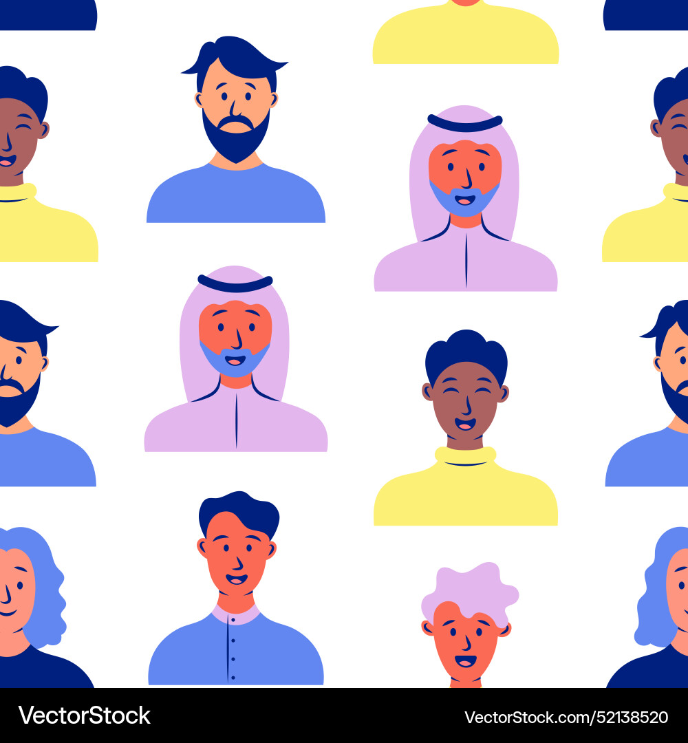 Men avatars seamless pattern Royalty Free Vector Image