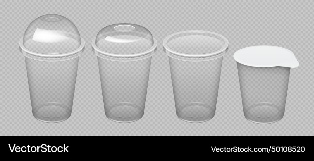 Realistic transparent disposable plastic cups Vector Image