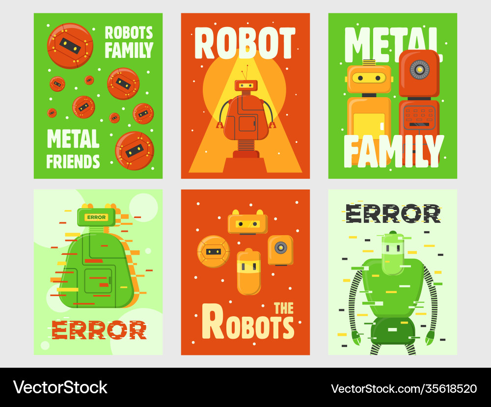 Robots flyers set Royalty Free Vector Image - VectorStock