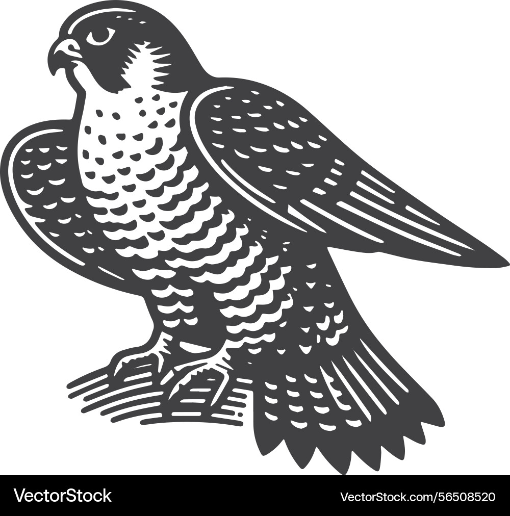 Simple peregrine falcon perched icon design Vector Image