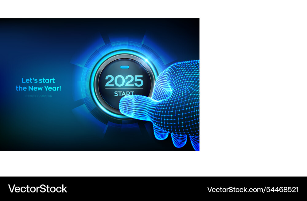 2025 start finger about to press a button Vector Image