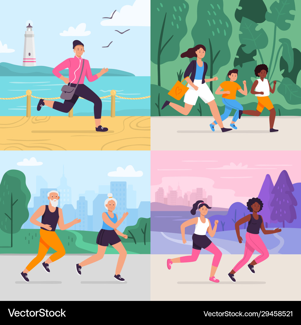 Cartoon running workout runner run outdoor Vector Image