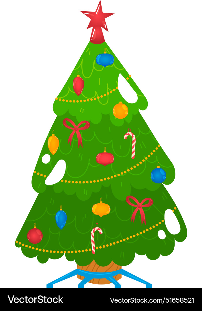Decorated christmas tree cartoon Royalty Free Vector Image