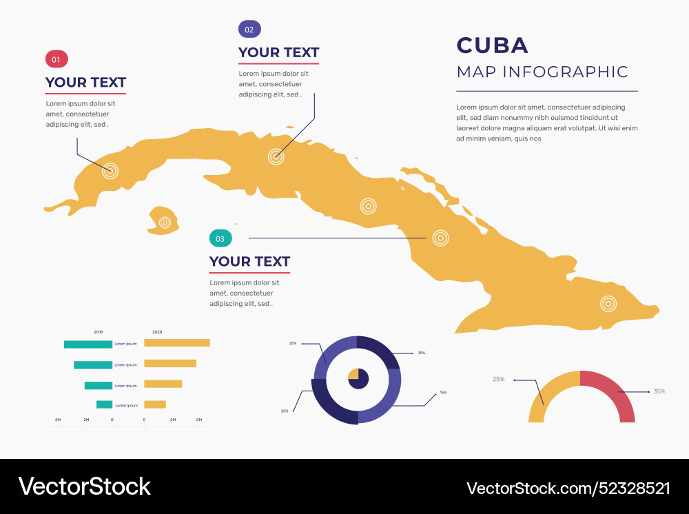 Flat cuba map infographic Royalty Free Vector Image