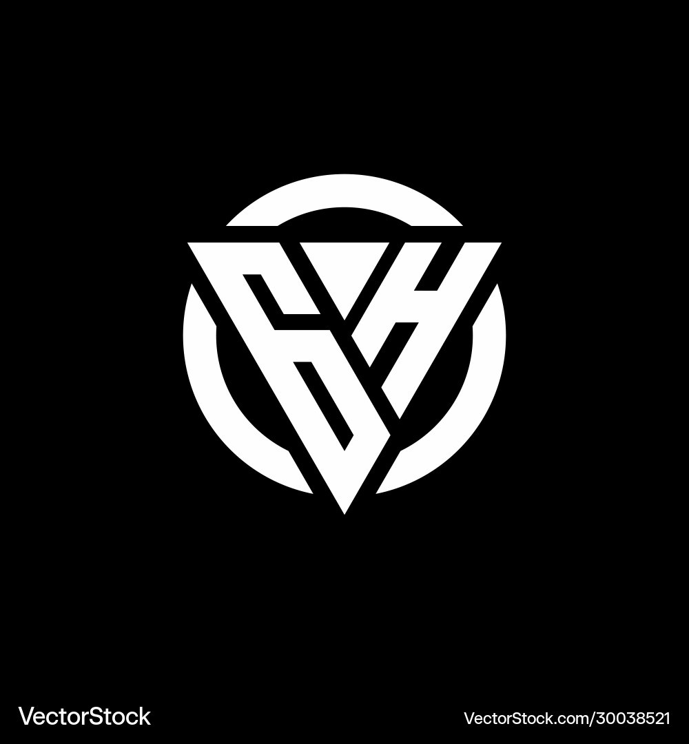 Gh logo with triangle shape and circle rounded Vector Image
