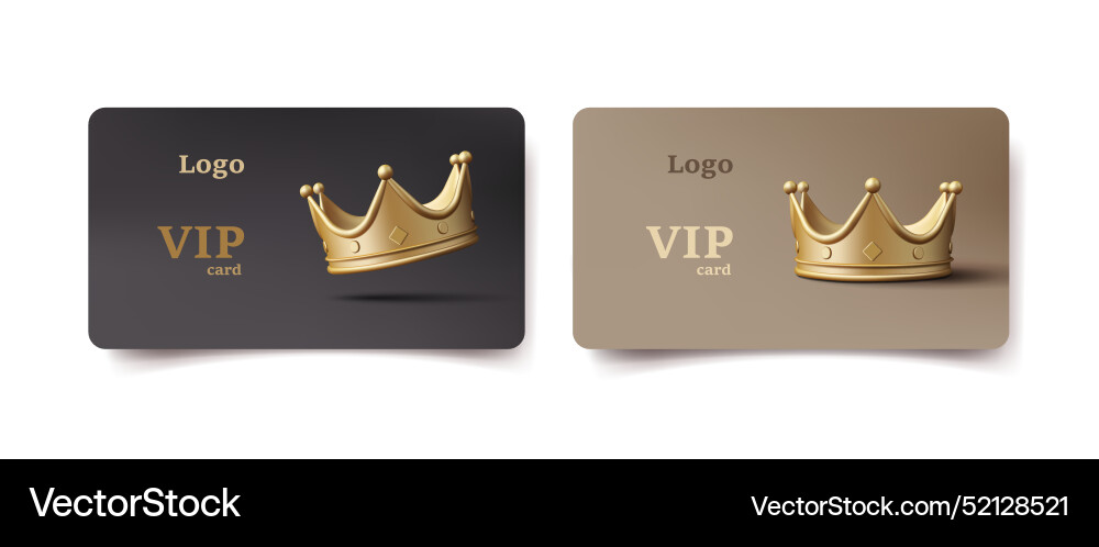 Golden and platinum vip card template with 3d Vector Image