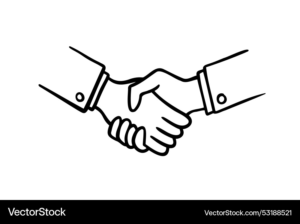 Hand drawn handshake doodle outline icon Vector Image