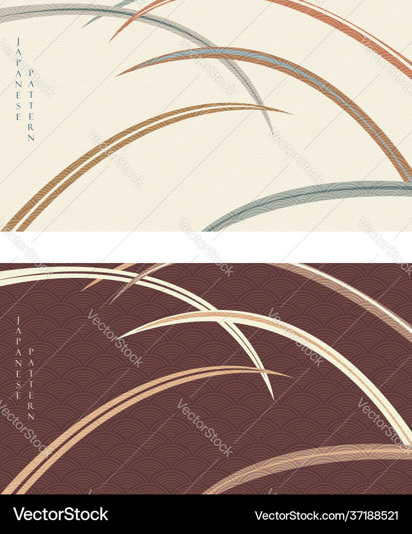 Japanese background with leaves pattern abstract Vector Image
