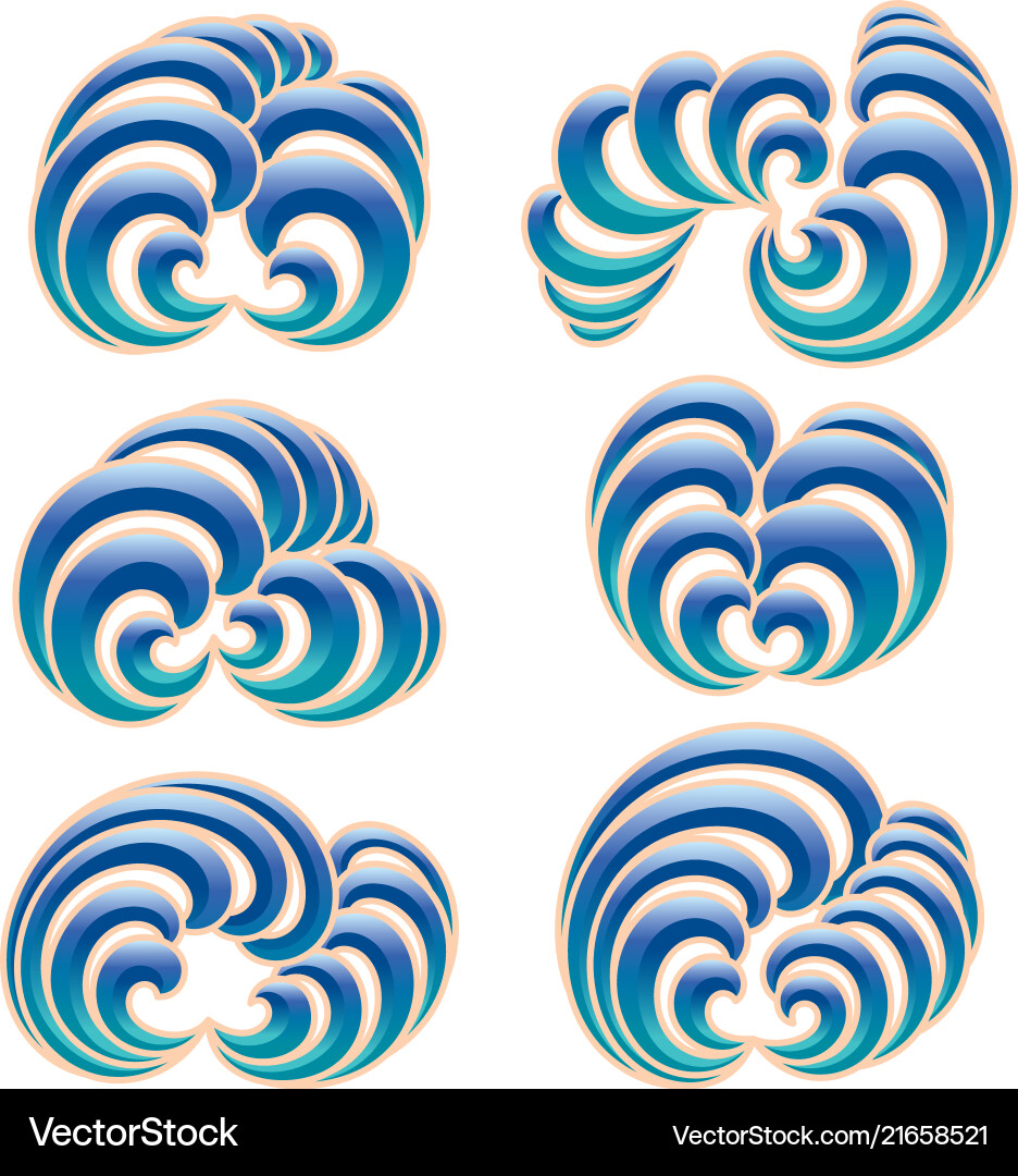 Set of six decorative floral curls Royalty Free Vector Image