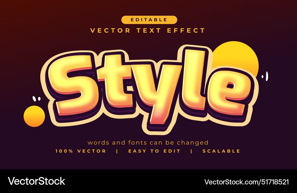 Style bold font text effect lettering in 3d Vector Image