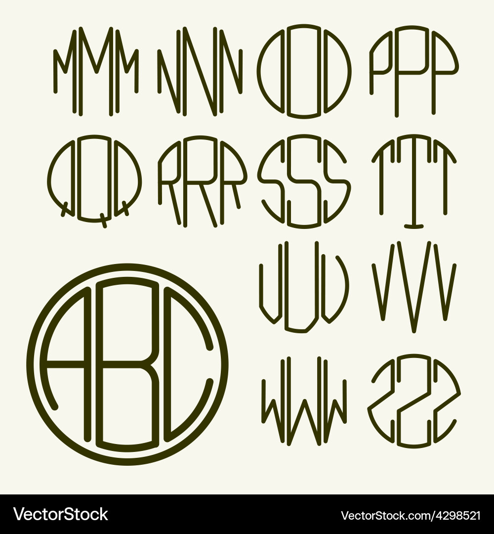 Template letters to create monogram Royalty Free Vector
