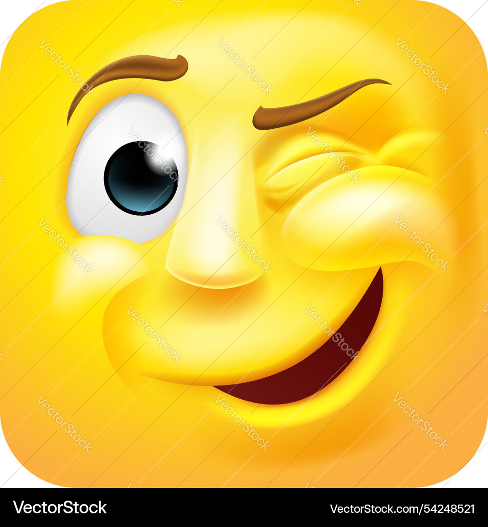 Winking emoji emoticon 3d icon cartoon character Vector Image