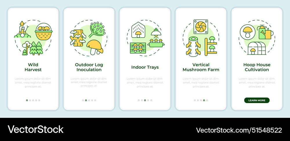 Cultivation techniques onboarding mobile app Vector Image
