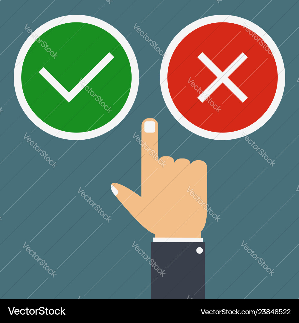 Finger of hand presses buttons yes Royalty Free Vector Image