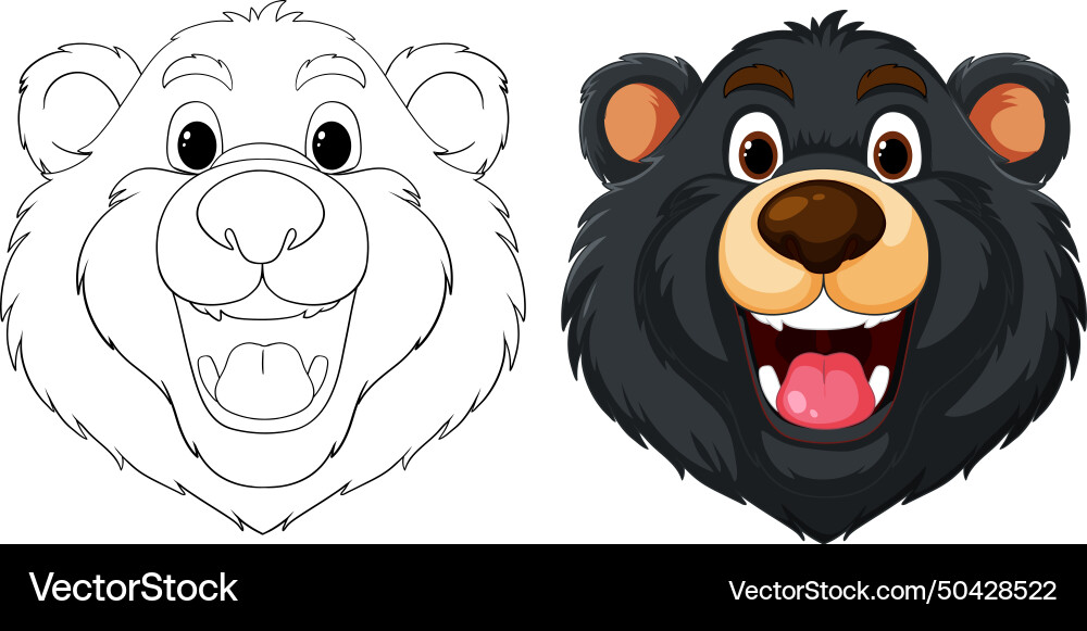 Graphics of a bear outlined and colored Royalty Free Vector