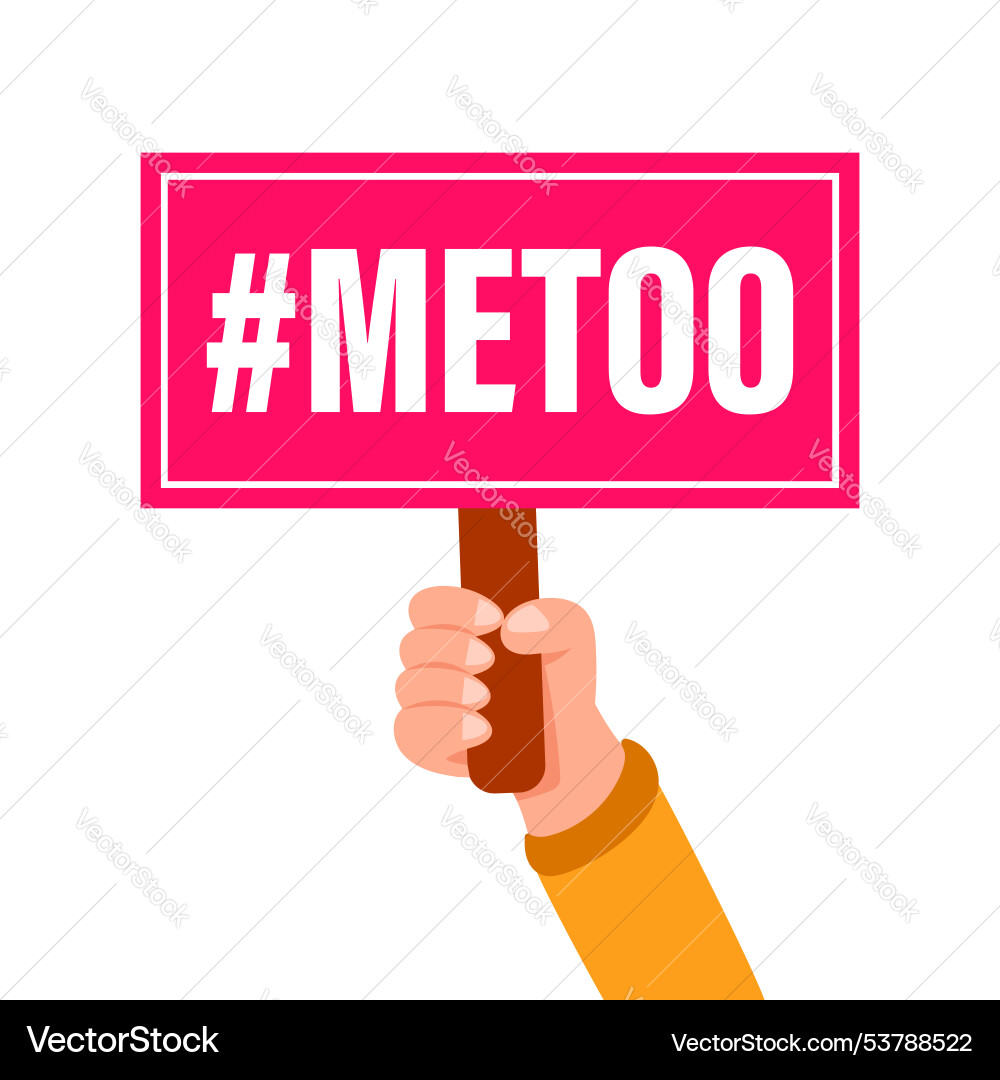 Hand holding metoo banner for sexual assault Vector Image