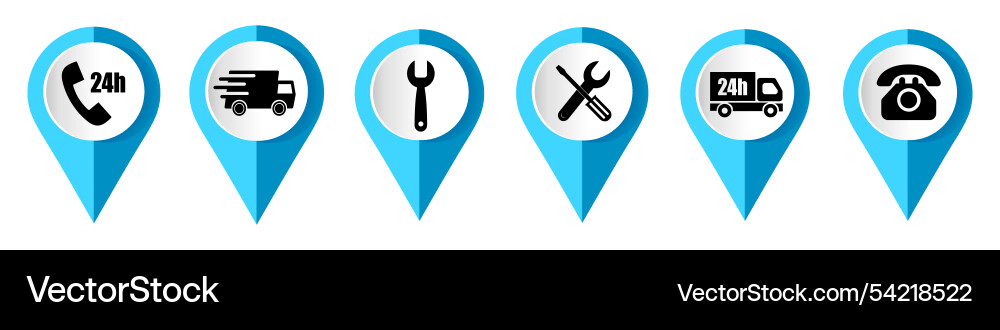 Map marker with icon of a service Royalty Free Vector Image
