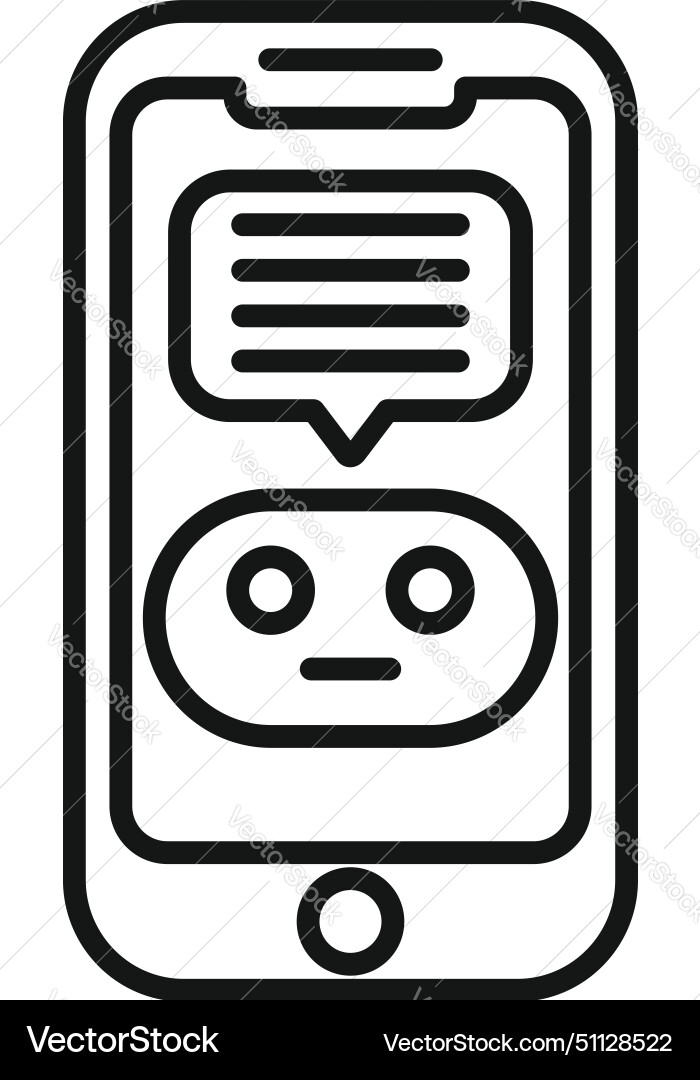Phone online bot chat support icon outline Vector Image