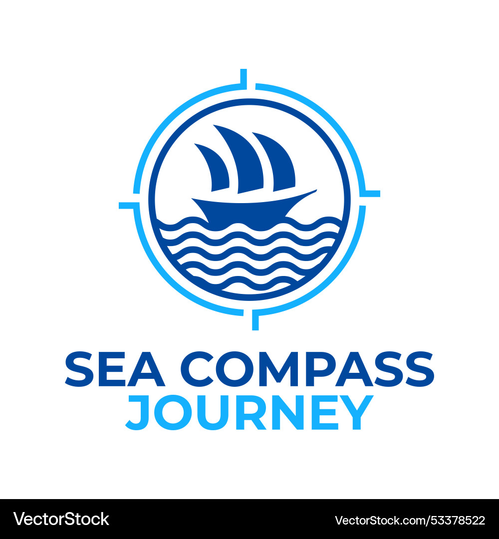 Sea compass journey flat minimalist logo design Vector Image