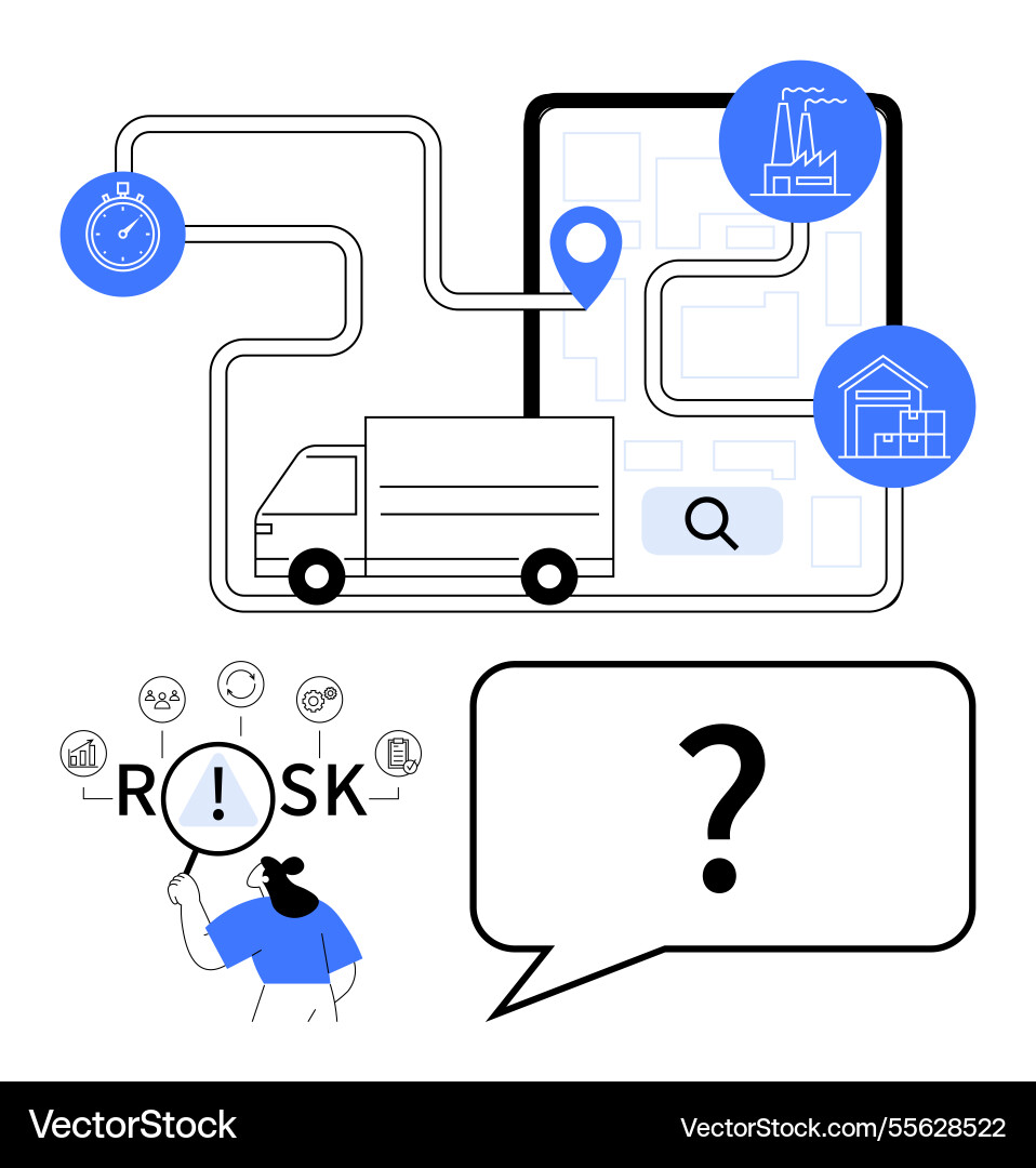 Supply chain risk assessment featuring routes Vector Image