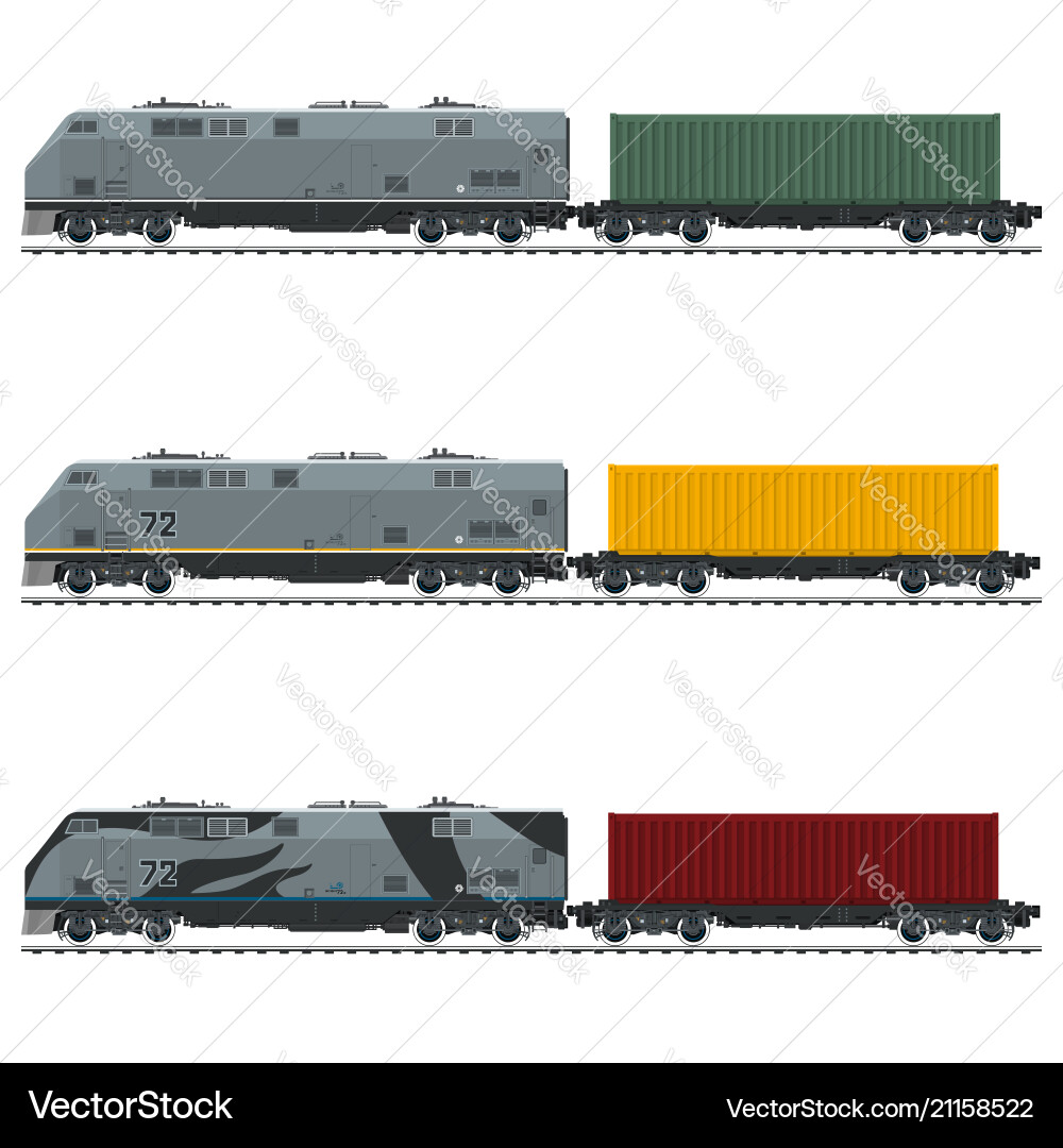 Three types of freight train Royalty Free Vector Image